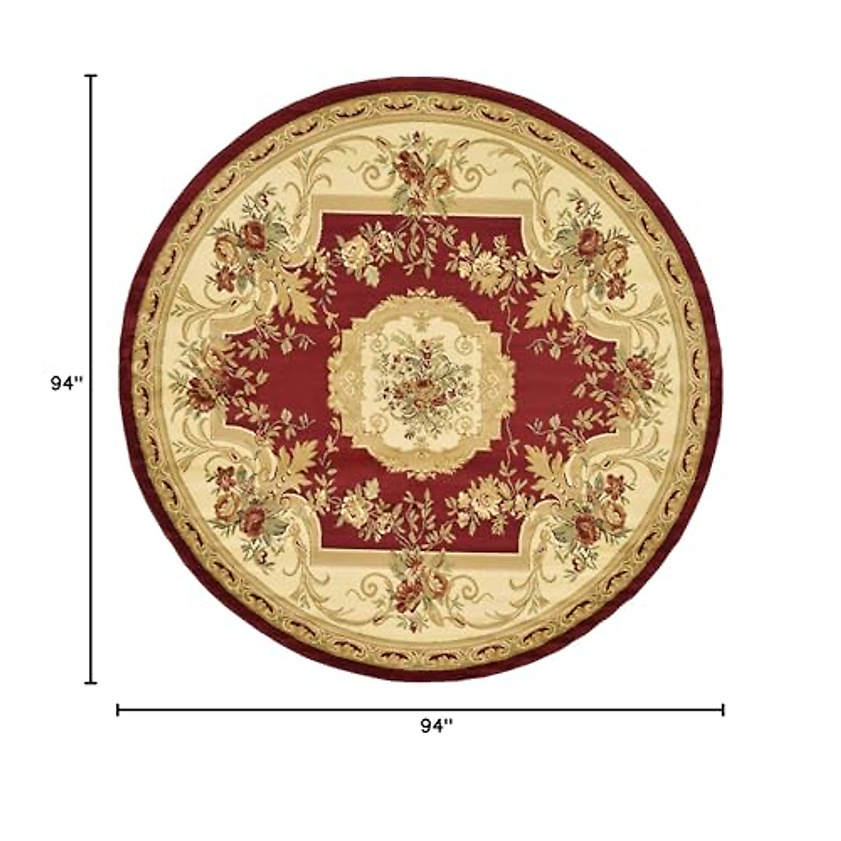 Unique Loom Versailles Collection Traditional Classic Floral Motif Area Rug (8' 0 x 8' 0 Round, Burgundy/ Ivory)