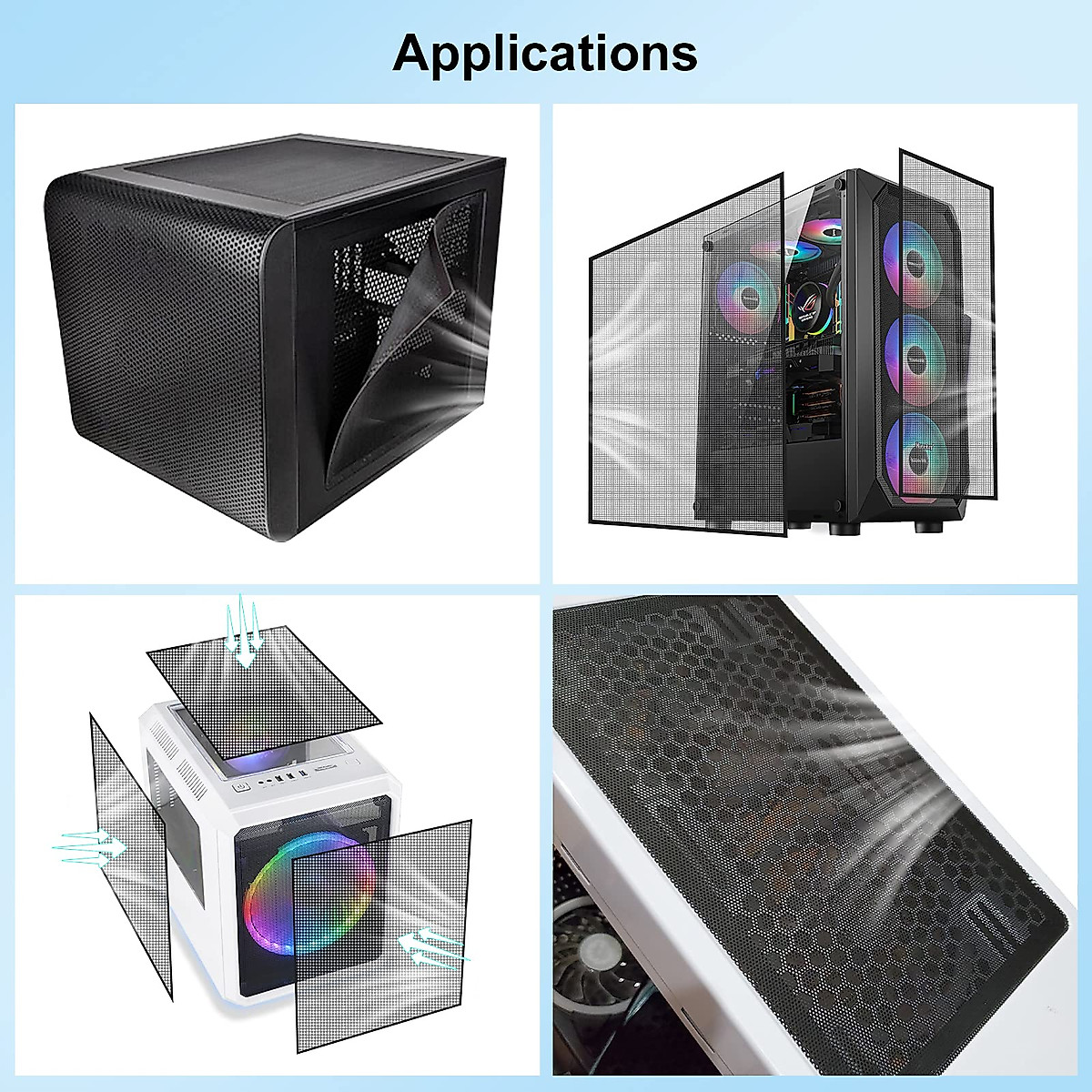 500x500mm 19.68inch DIY Computer PC Case and Fans PVC Dustproof Mesh Filter Cover With Magnetic Strip For Computer Chassis Speakers And More