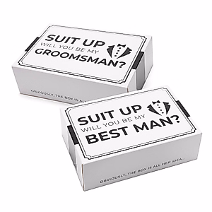 Pop Fizz Designs Groomsmen Box {10 pack} Groomsman Gift I Groomsmen Proposal Box | Groomsmen Gift Box Set | Will You Be My Groomsman? | Will You be My Best Man? | Tuxedo Style