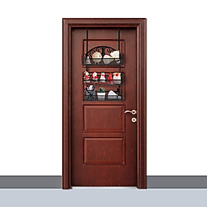 Giftgarden 3 Tier Over The Door Spice Rack, Wall Mount Hanging Spice Organizer for Cabinet Pantry Kitchen, Black