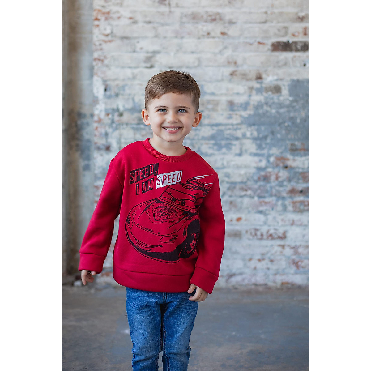 Disney Pixar Cars Lightning McQueen Toddler Boys Fleece Sweatshirt Red 3T