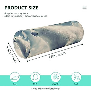 xigua Cute Bear Neck Roll Pillow for Neck Relief with Removable Washable Cover - Memory Foam Round Cylinder Bolster, Ergonomically Designed for Head, Neck, Back, and Legs