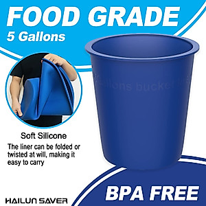 HAILUN SAVER 5 Gallon Bucket Liner Reusable Rubber Bucket Liners for Concrete Mix and Thinset (Blue 5 Gallon)