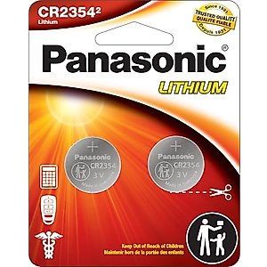 Panasonic CR2354 3.0 Volt Long Lasting Lithium Coin Cell Batteries in Child Resistant, Standards Based Packaging, 2-Battery Pack
