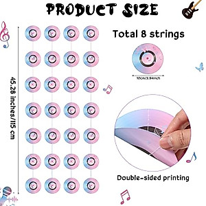 Cindeer 8 Pcs Rock and Roll Garlands Music Party Hanging Banner Vinyl Record Paper Cutouts Music Party Pink Decorations for Era Music Singer Party Fan Meetups Birthday Wedding Bachelor Bar Decorations