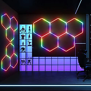LED Hexagon RGB Garage Light, RGB Hexagon Light - Multi-Mode Light Color Change, for Private Garage KTV Bar Basement Gym Lighting, 5 Pack
