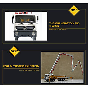 1/35 Scale Model XCMG 62 Meter Concrete Pump Truck Replica 7 Sections Booms 4 Axles Cab Open Collection Toys Gift