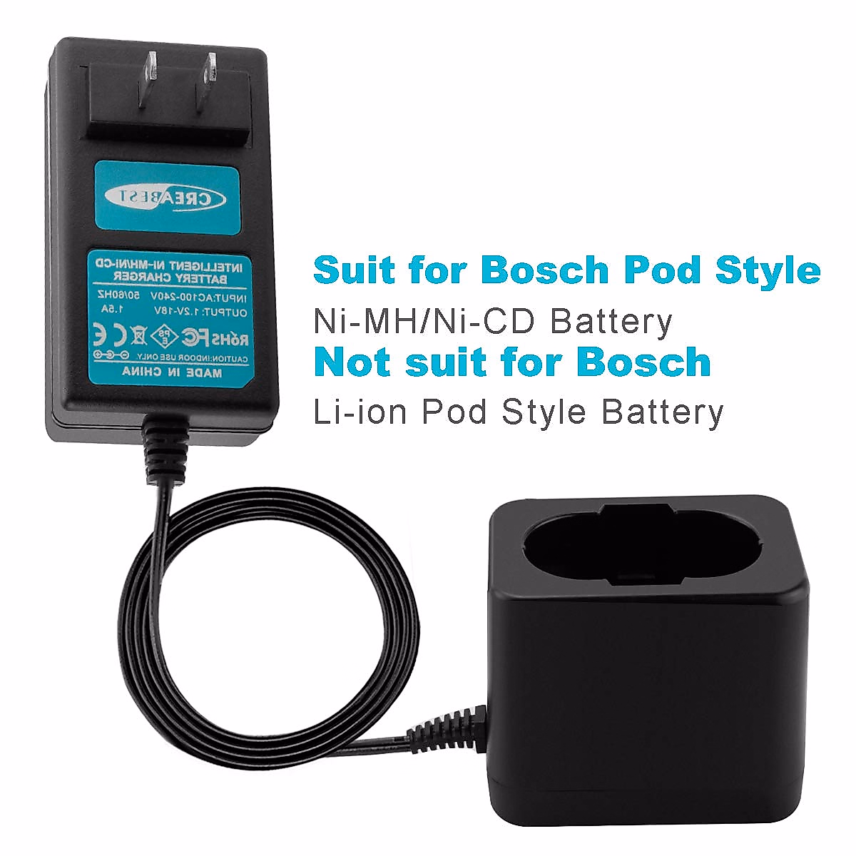 Creabest 18V 3.5Ah Ni-MH for Bosch Battery BAT026 BAT025 BAT180 BAT181 BAT160 BAT189 2607335265 2607335266 2607335270, Include 1.2V-18V Ni-MH/Ni-CD Battery Charger