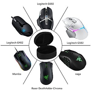 Geekria Travel Case Compatible with Logitech G402, G502, G602, G203, G PROX, Razer DeathAdder Chroma, Naga, Mamba, Basilisk X, Basilisk V3, and Many Gaming Wireless Mouse/Protective Travel Case