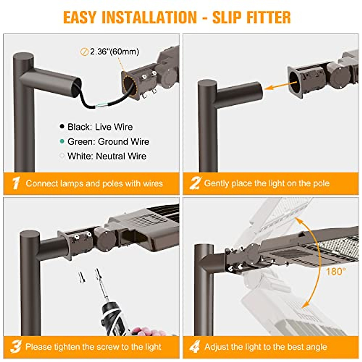 LED Parking Lot Lights 200W, 28000LM LED Pole Light with Photocell, UL Listed LED Shoebox Light Slip Fitter 5000K IP65 Waterproof Outdoor Commercial Street Area Light for Parking Lot/ Stadium 100-277V