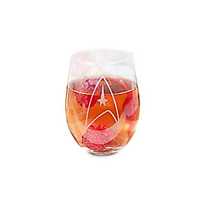 Toynk Star Trek Stemless Wine Glass Decorative Etched Command Emblem | Holds 20 Ounces