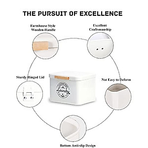 Laundry Pods Container with Hinged Lid. Farmhouse Metal Laundry Pods Holder Container for Laundry Room Decor. Modern Laundry Room Organization and Storage. Laundry Detergent Container for Laundry Room Storage(Cream)