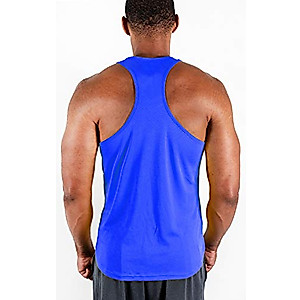 DEVOPS 3 Pack Men's Y-Back Dri Fit Muscle Gym Workout Tank Top (3X-Large, Black/Navy/Blue)
