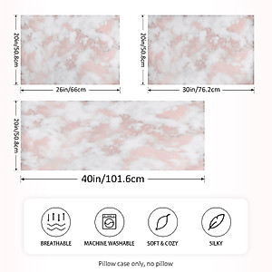 Blueangle Rose Gold Marble Satin Pillowcase for Hair and Skin Silk Pillowcase, Queen Size(20x30 inches) - Satin Pillow Covers with Envelope Closure