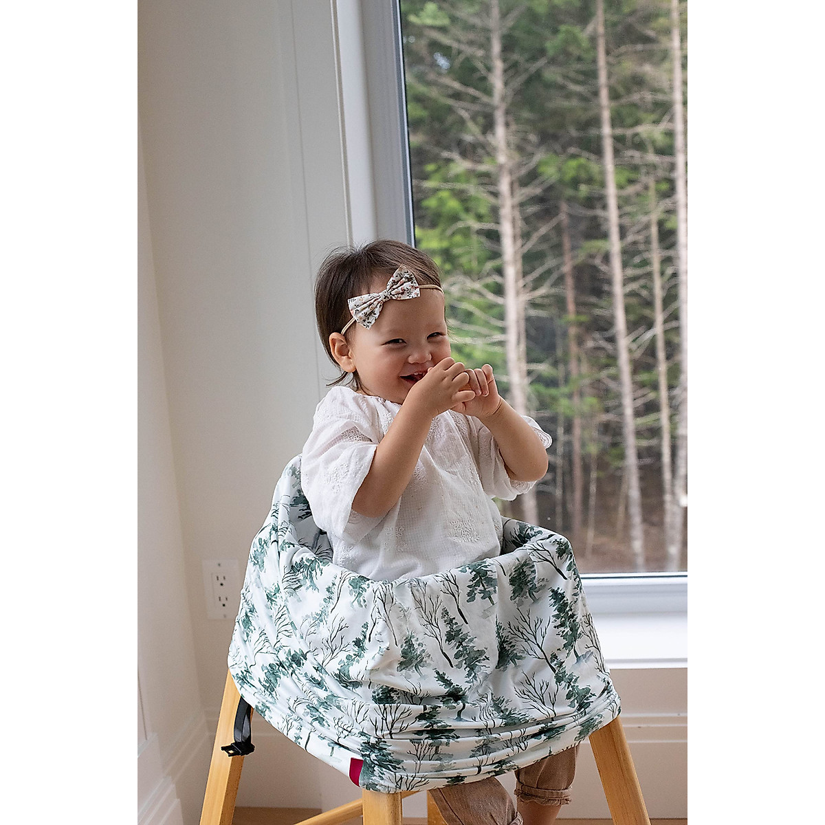 Pobi Baby Premium Multi-Use Cover - Nursing Cover, Baby Car Seat Covers, Shopping Cart, High Chair, and Breastfeeding Cover - Ultra-Soft, Stretchy, Woodland Scarf for Baby and Mom (Magical Woods)