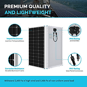Renogy 400 Watts 12 Volts Monocrystalline Solar RV Kit Off-Grid Kit with Adventurer 30A PWM LCD Charge Controller+ Mounting Brackets+ Male & 2000W Pure Sine Wave Inverter 12V DC to 120V AC Converter