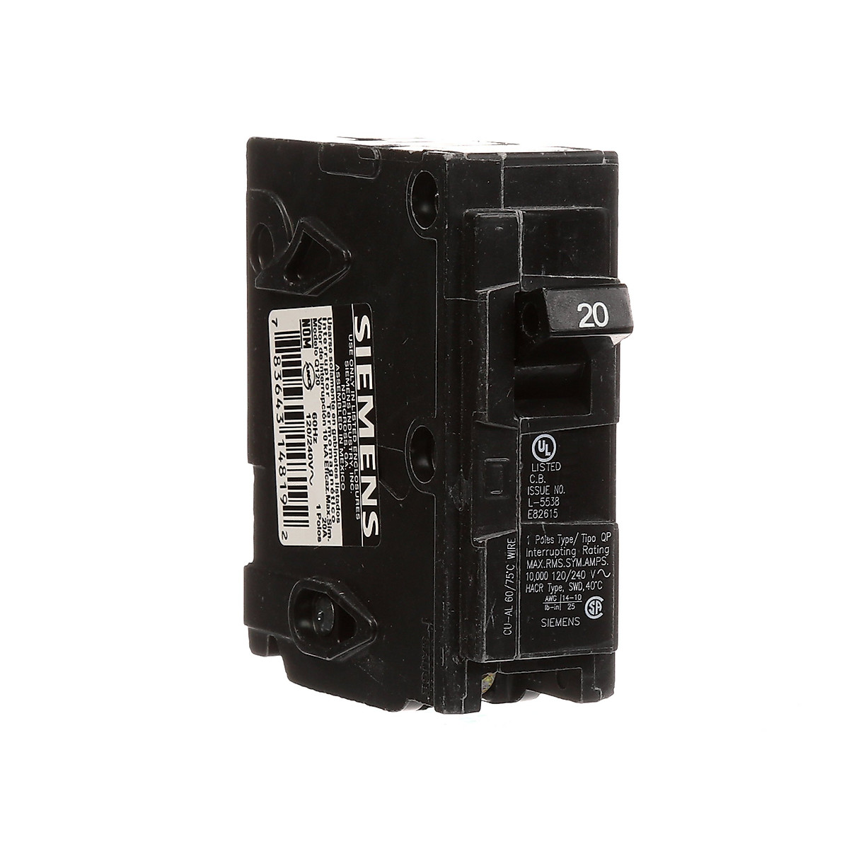 Siemens Q120 20-Amp Single Pole Type QP Circuit Breaker