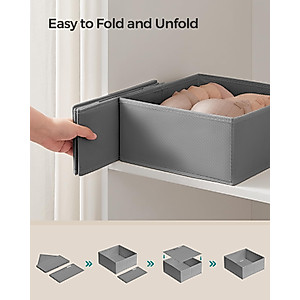 SONGMICS Drawer Organizer, Dresser Drawer Organizers, Set of 12, Foldable Fabric Storage Bins for Socks, Underwear, Bras, Ties, Scarves, Dove Gray URDZ006G02