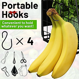 2 Set Magnetic Shelf for Refrigerator with Wood Lid, Fruit Potato & Onion Storage Bins, Pantry Organizers & Storage, Large Container Magnetic Spice Rack for Refrigerator, Kitchen Counter, Cabinet