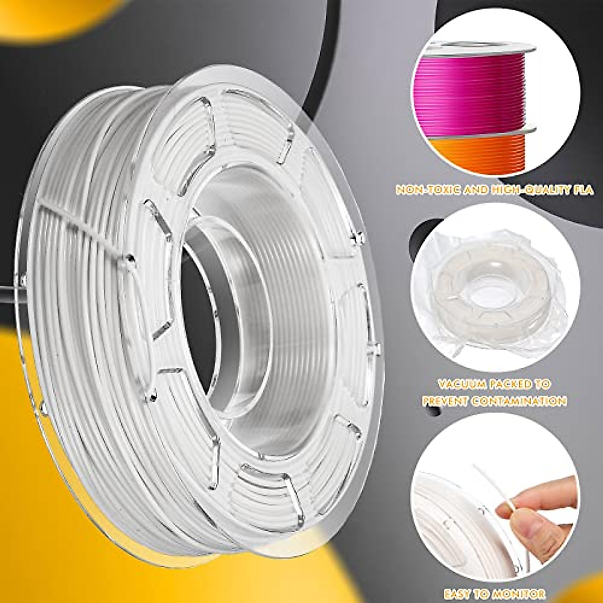 10 Pack 3D Printing Filament ABS 3D Printer Filament 1.75 mm 0.2 kg Each Spool 10 Colors Filament Pack with Nozzle and Cleaning Needle Compatible with 3D Printers, Solid and Translucent
