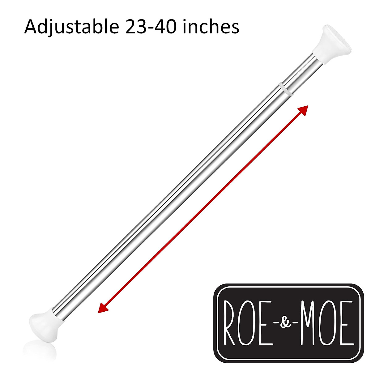 Deluxe Stainless Steel Sliding Door Guard Adjustable 23–40 inches w/White Caps - Feel Safe at Home with This Adjustable Home Security Bar 1" Dia. (1)
