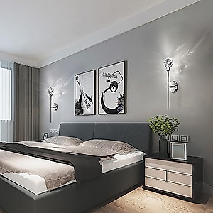 Untrammelife Indoor Wall Sconce Lighting Polished Nickel Wall Lamp 8W LED Crystal Wall Light 3 Color Temperatures Hardwired Indoor Wall Mounted Light Fixtures for Living Room,Bedroom,Bathroom