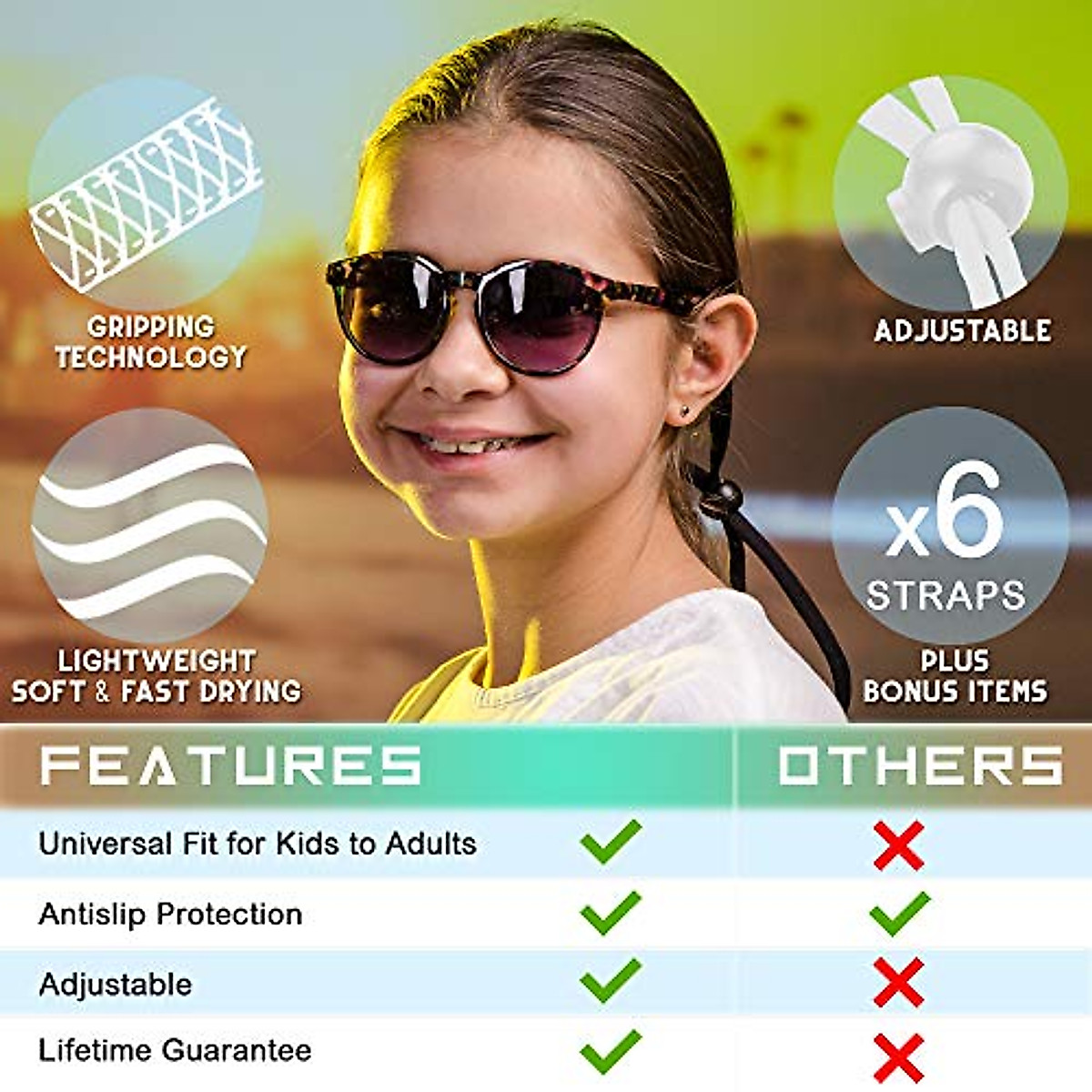 Anchor Glasses Straps Sunglasses Strap Adjustable Stretch Universal Fit for Kids to Adult Sport Eyewear Holder Retainer