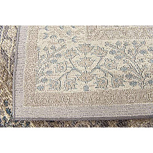 Unique Loom Salzburg Collection Classic Traditional Design Oriental Inspired with Intricate Border Area Rug, 4' Square, Light Brown/Gray
