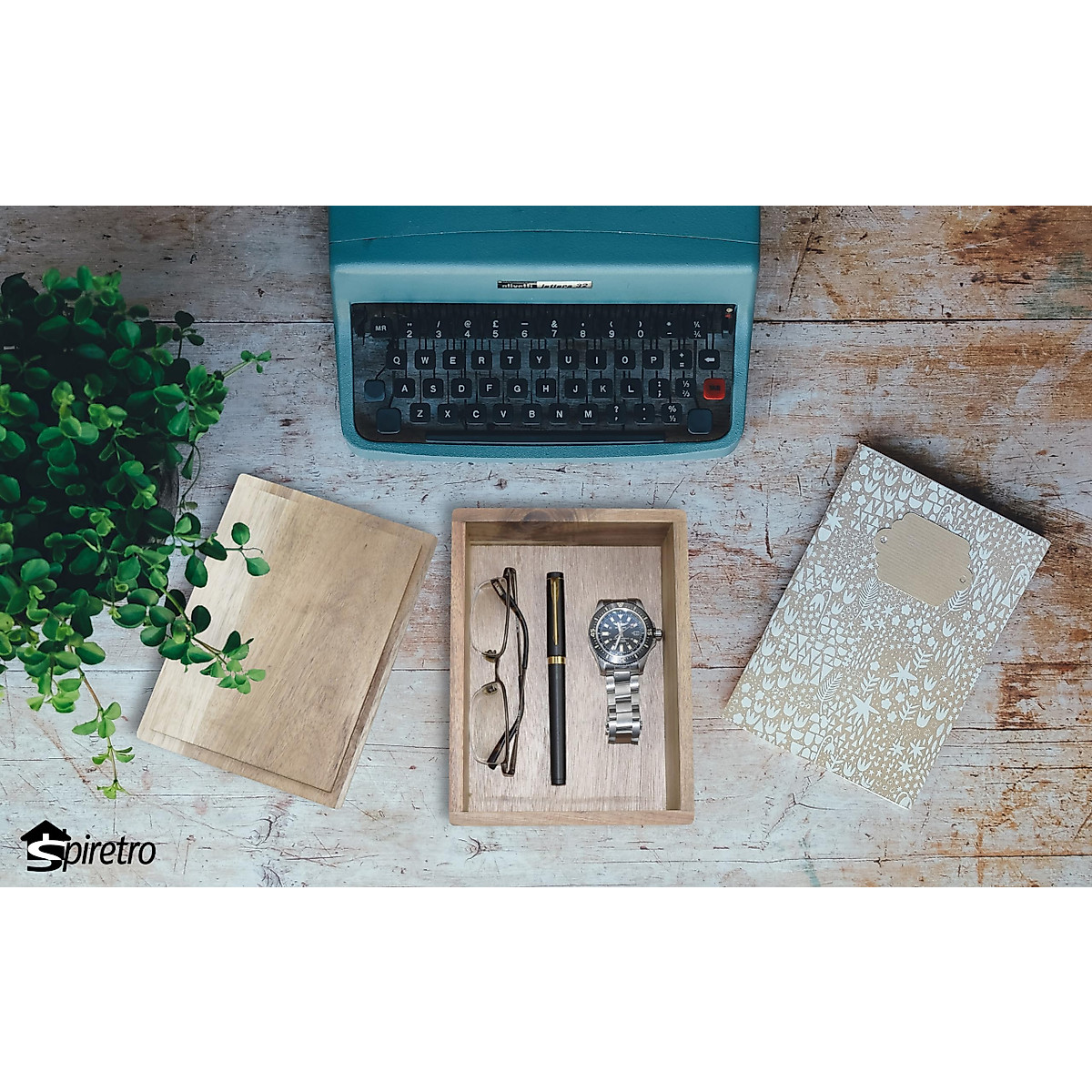 Spiretro Wooden Storage Box with Lid, Stash Box, Keepsake Chest to Organize Jewelry, Coins, Cards, Small Treasure, Handmade Natural Acacia Decorative Crate, Brown- 8 x 6 x 3 inches