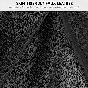 TTVIEW Modern Faux Leather Upholstered Platform Bed Frame with Iron Metal Decor, Adjustable Curved Headboard, Wooden Slats Support, No Box Spring Needed, Queen Size, Black