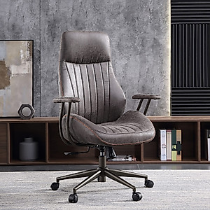 XIZZI Ergonomic Chair, Modern Computer Desk Chair,high Back Leathe Office Chair with Lumbar Support for Executive or Home Office (Gray-Black)