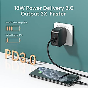 USB C Wall Charger 30W 2-Port Compact for iPhone 13 Charger Block with 18W Type C Power Delivery Foldable Power Adapter PD Compatible with iPhone 13 Pro Max Mini 12 iPad Pro AirPods Pro Galaxy Pixel
