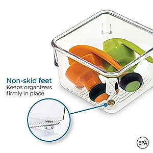 iDesign Plastic Drawer Organizer for Bathroom, Vanity, Kitchen Drawers, The Linus Collection – Set of 2, 3" x 3" x 2", Clear