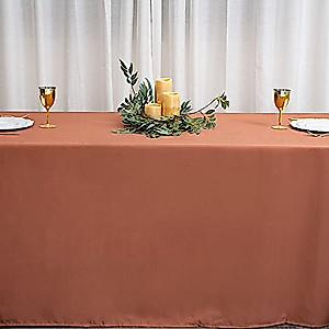 Balsa Circle 90x156-Inch Terracotta Rectangle Polyester Tablecloth Table Cover Linens for Wedding Party Events Kitchen Dining