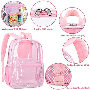 BTOOP Clear Backpack for School Kids Girls with Clear Lunch Box Large See Through Book Bags Heavy Duty Transparent Plastic Backpacks for Teens Women Work Stadium