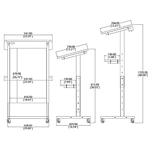 FixtureDisplays® Floor Standing Pulpit Adjustable Height Lectern Podium w/Casters, Heavy Duty Steel Frame, Rolling Podium 18147-NPF