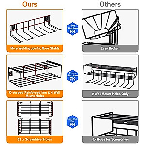 VZINO 2 Sets Power Tool Organizer for Tool Storage, Drill Holder Wall Mount with Screwdriver Holder, Heavy Duty Garage Tool Organizers and Storage, Utility Tool Shelf Rack for Grinder, Tool Box