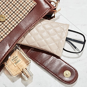 Amylove 8 Pcs Sunglasses Case Portable Eyeglass Case Squeeze Leather Pouch Anti Scratch Sunglass Bag Soft Glasses Case (Pink, Light Brown, White, Black)