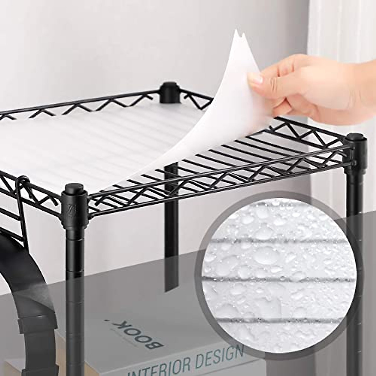 SONGMICS Bathroom Shelf, Storage Rack for Small Space, Total Load Capacity 176.4 lb, 11.8 x 11.8 x 40.2 Inches, with 4 PP Sheets, Removable Hooks, Extendable Design, Black and Translucent ULGR104B01