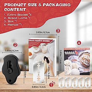Black Magnetic Bread Lame Slashing Tool Dough Scoring Tool with 5 Razor Blades, Professional Bread Lame for Dough, Sourdough Bread Baking & Bread Making Tools