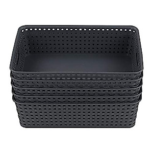 Easymanie Grey Plastic Basket Tray, A4 Paper Baskets, Pack of 5