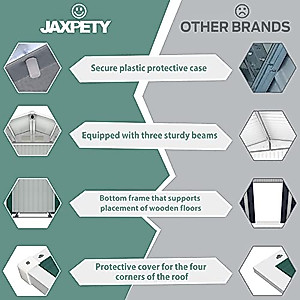 JAXPETY 4.2' x 7' Storage Outdoor Shed, Metal Shed Outdoor Storage with Lockable/Sliding Doors, Steel Utility Tool Shed with Floor Frame for Garden Patio Backyard Lawn Green