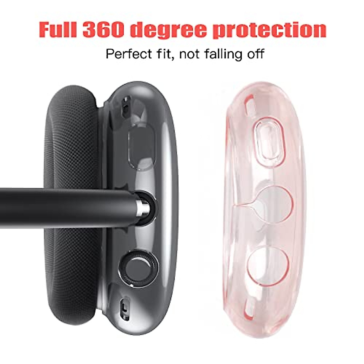OOTSR Clear Case Cover for AirPods Max, Soft TPU Clear Anti-Scratch Protective Cover for AirPod Max,Transparent Accessories Skin Protector for Airpods Max Headphones（Pink）