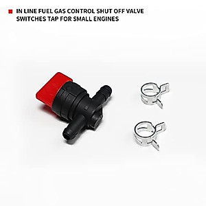 EVGW Fuel Shut Off Valve，1/4" Fuel Cut Off Valve for Riding Lawn Mower Garden Tractor Pressure Washer Snowblower，698183 Inline Fuel Shut off Valve Straight 1/4" Fuel Valve with Hose Clamps, 2 Packs