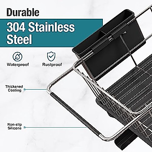 MAJALiS Sink Dish Drying Rack - Use for Countertops & in-Sinks & Over-Sink, Stainless Steel Dish Drainers for Kitchen Counter, Inside Sink Dish Dryer Racks, Kitchen Organizer, Silver