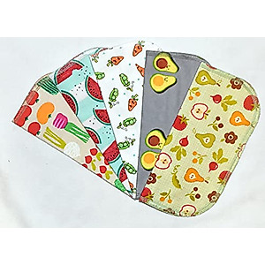 2 Ply Printed Flannel 8x8 Inches Set of 5 Little Wipes Farmers Market