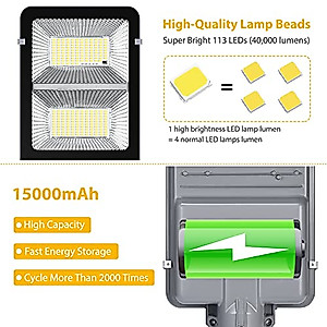 DragonLight 400W Solar Street Light Outdoor Super Bright Solar Flood Light with Remote Control - Dusk to Dawn IP65 Waterproof for Yard, Garden, Street Lighting