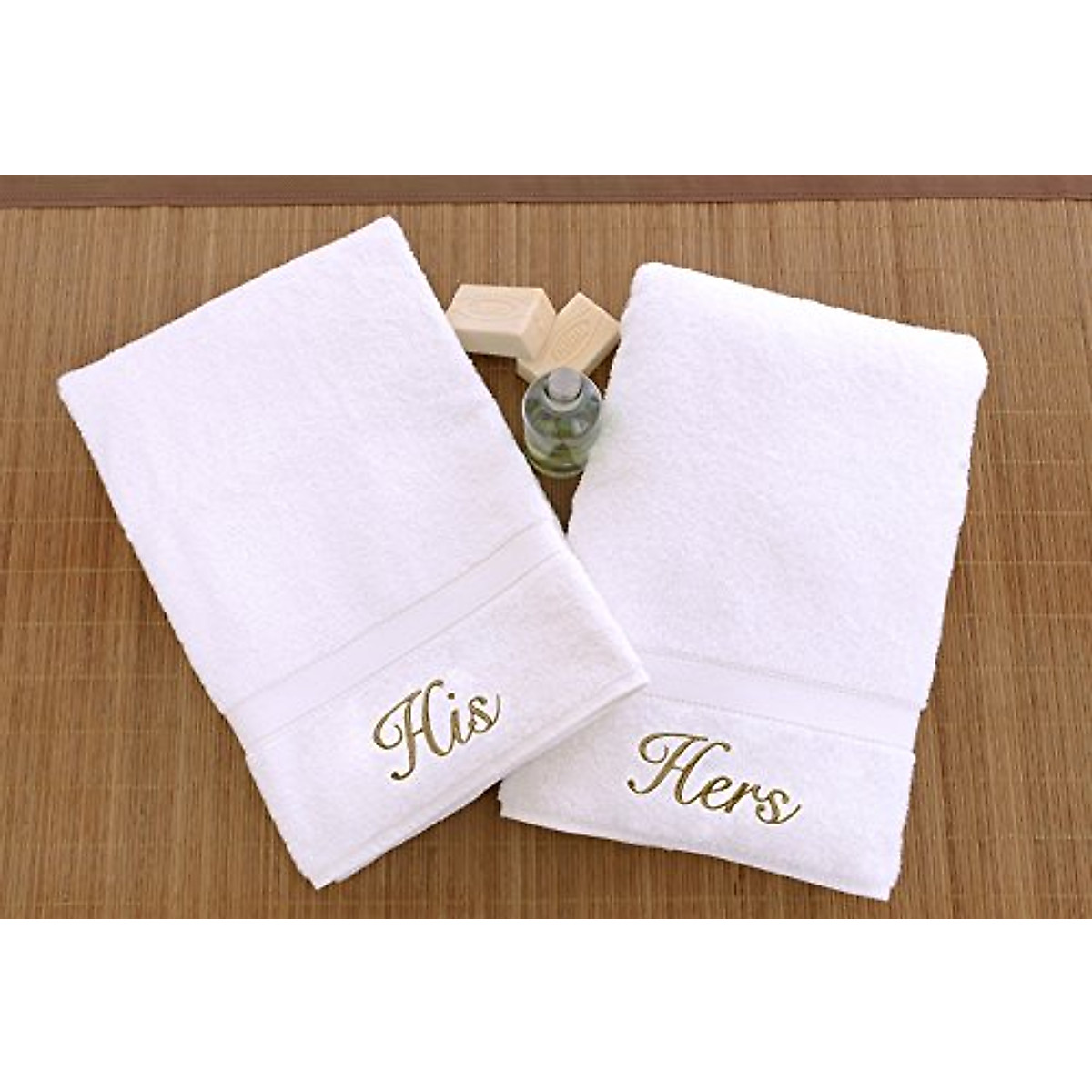 Linum Home Textiles Personalized His and Hers Hand Towel, Set of 2