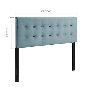 Modway Emily Queen Biscuit Tufted Performance Velvet Headboard, Light Blue