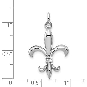 IceCarats 14K White Gold French Fleur De Lis Lily Flower Necklace Religious Pendant Saint Charm 30mm x 15mm Only